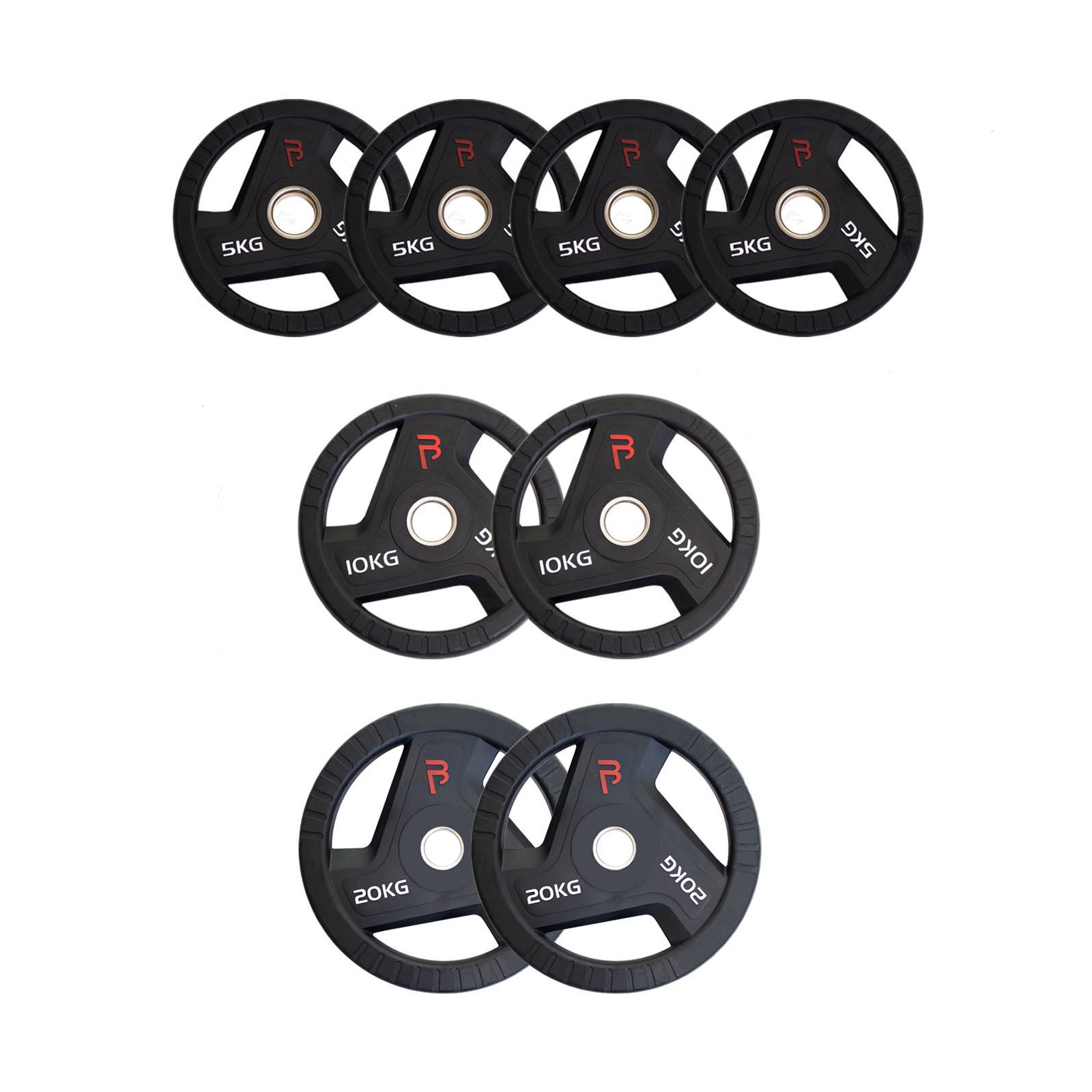 Body Power 80kg Rubber Tri-Grip Olympic Weight Plate Set